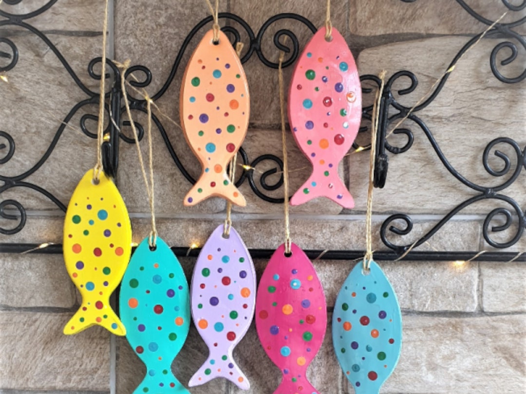 Handmade Colorful Fish Wall Decor Set of 7, Size: 16 Cm - Etsy