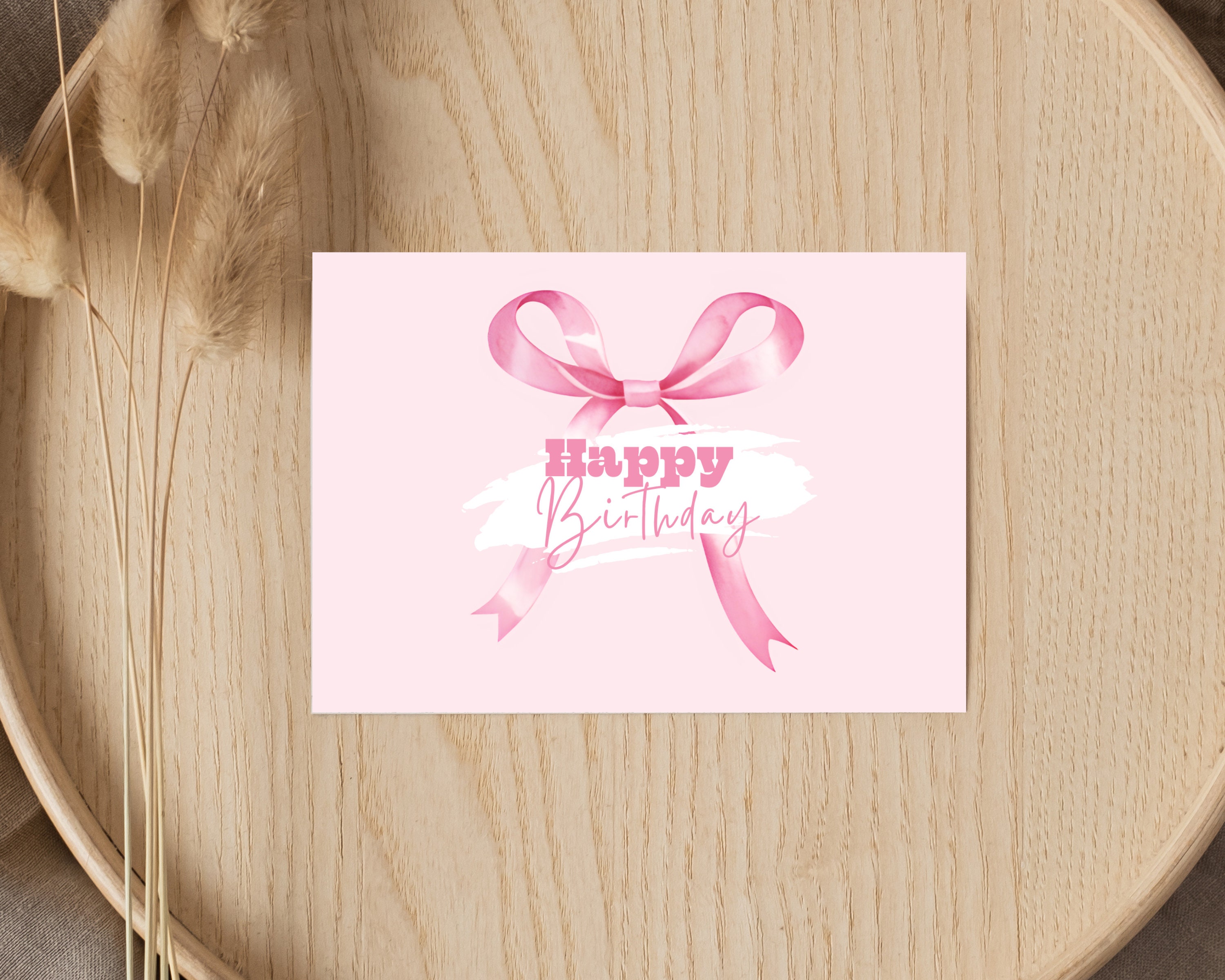 Happy Birthday Bow Printable Card, Digital Download PDF, Instant ...