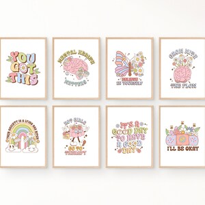 Groovy Mental Health Wall Art Set of 12, Trendy Wall Art, Maximalist ...