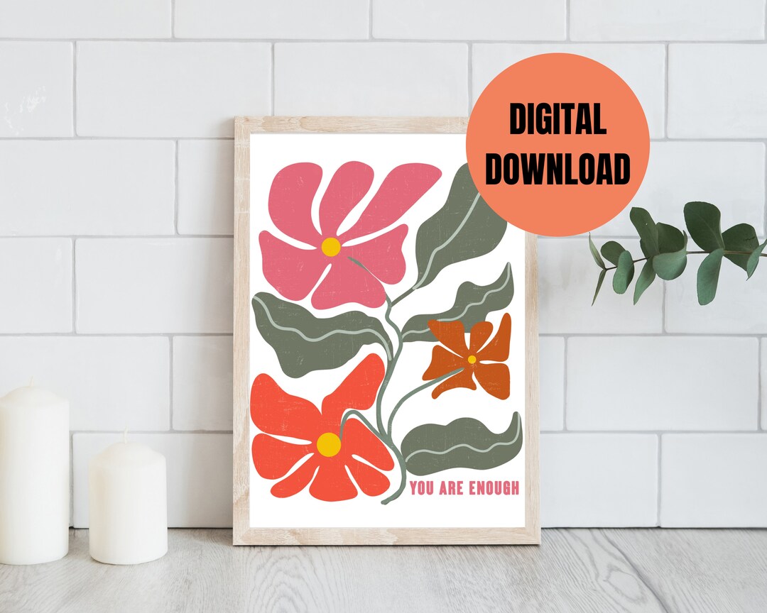 Boho Flower Printable Posters, Set of 3, Retro Prints, Flowers and ...