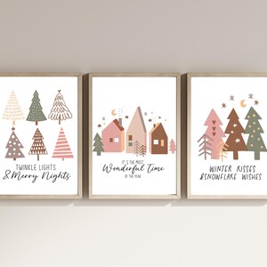 Christmas Holiday Boho Printable Posters, 12 Prints, Retro Prints, Boho ...