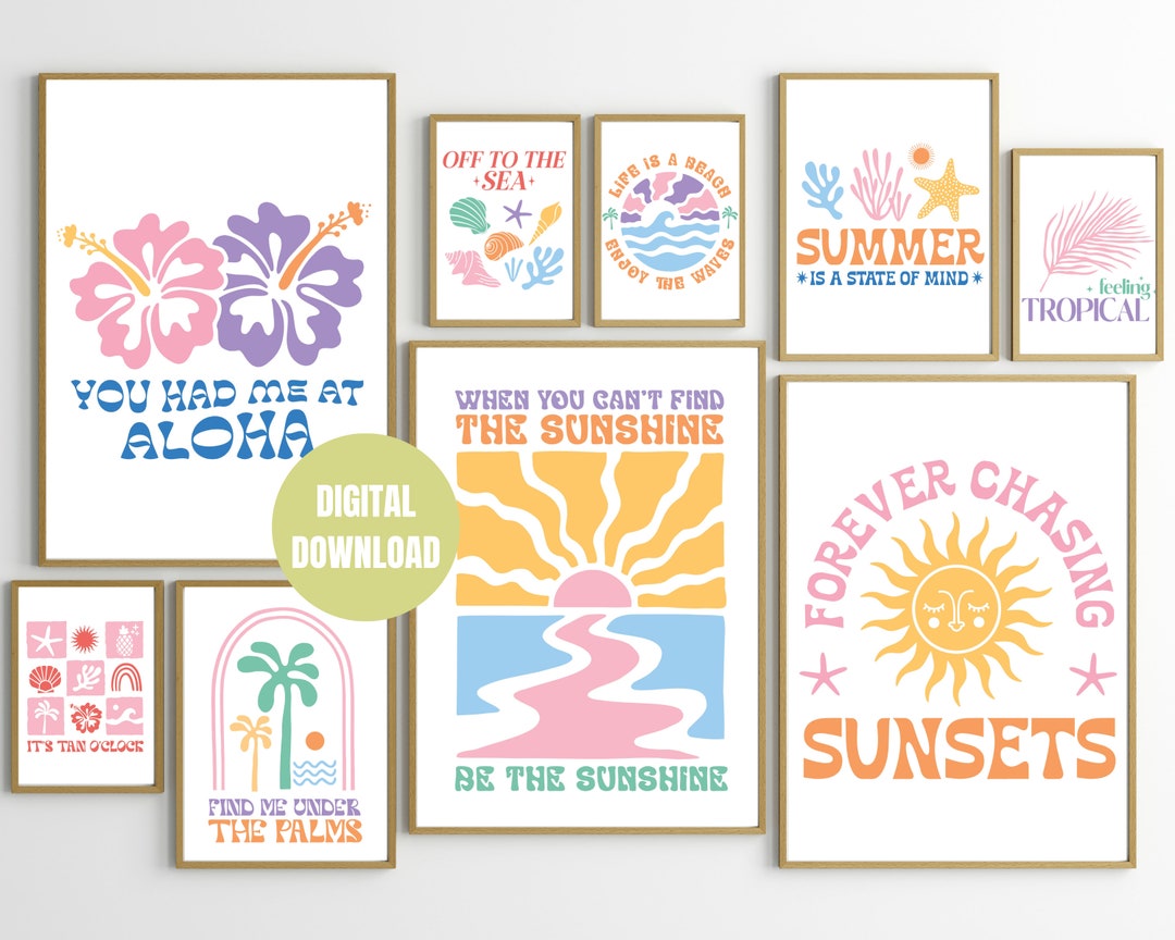 Summer Printable Wall Art Bundle, Gallery Set of 10 Art Prints, Nature ...