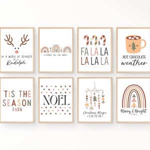 Christmas Holiday Boho Printable Posters, 12 Prints, Retro Prints, Boho ...