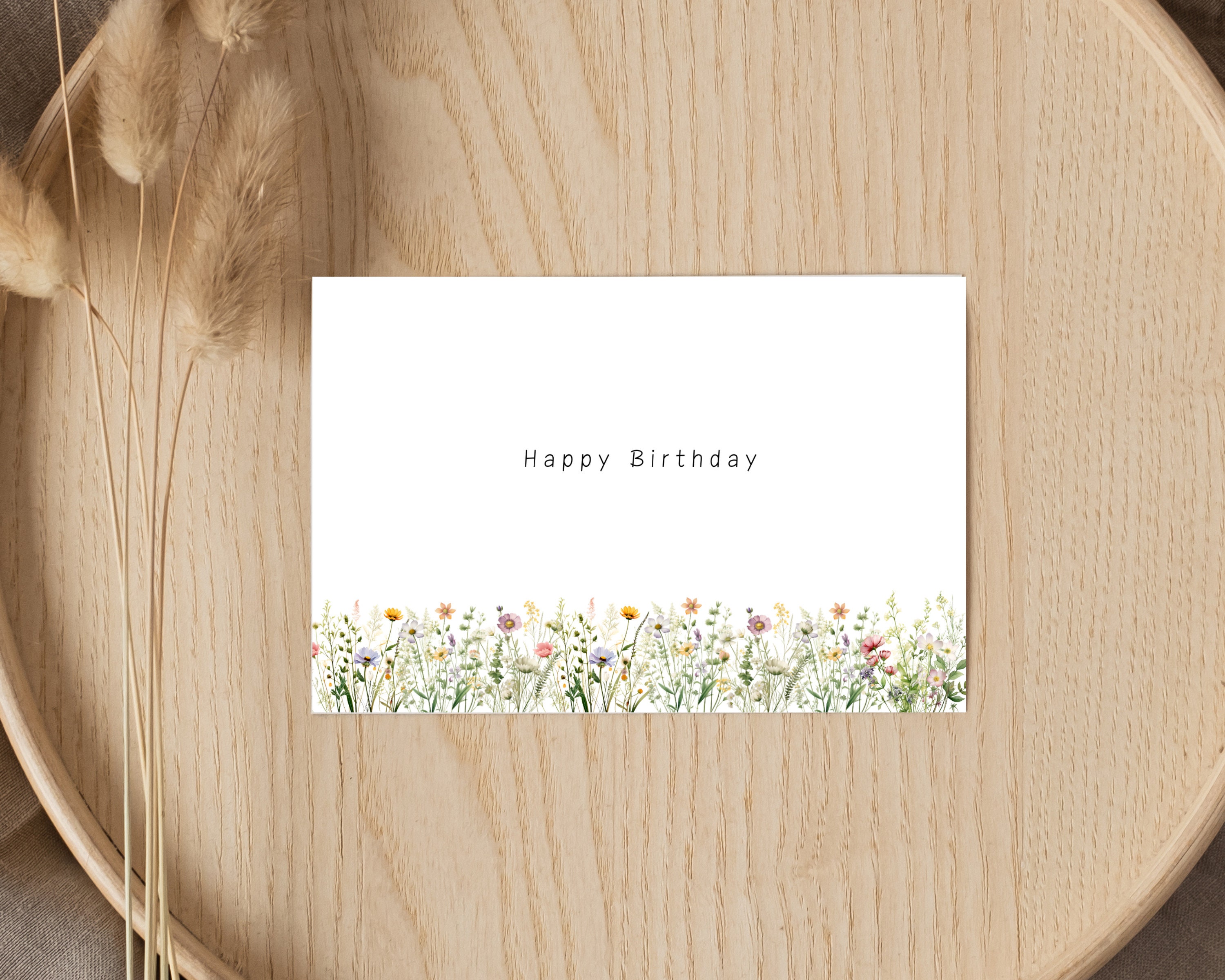 Happy Birthday Simple Flowers Printable Card, Digital Download PDF ...