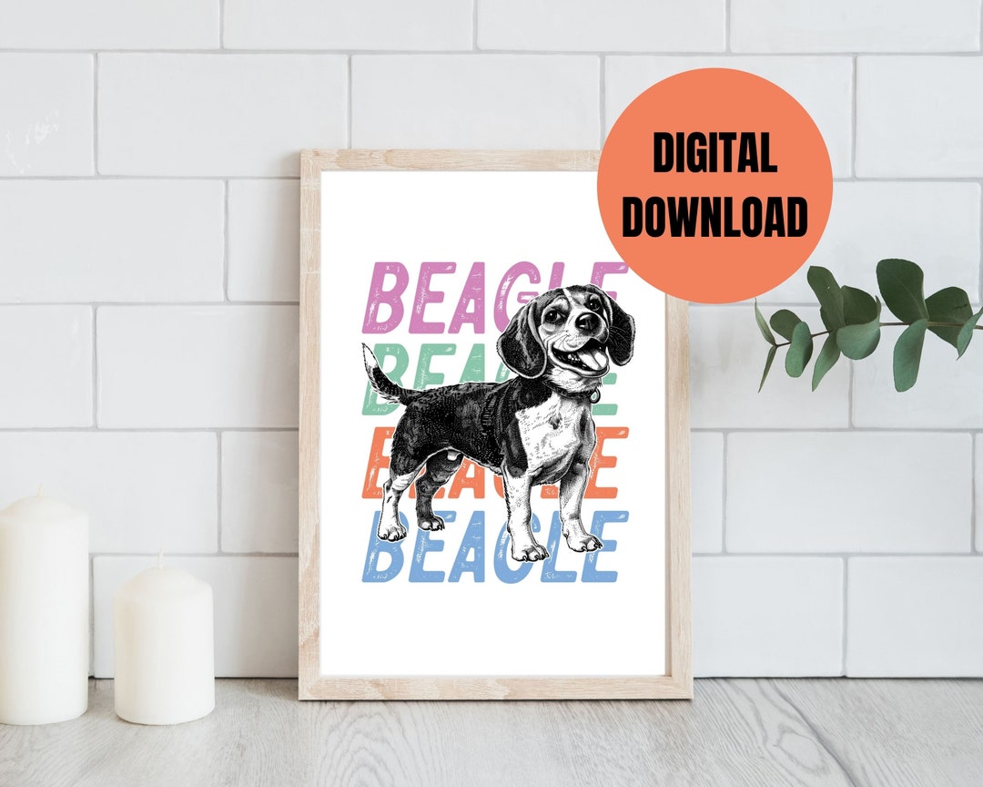 Beagle Printable Dog Poster, Doggy Prints, Cool Hipster Dogs, Retro Art ...
