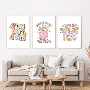 Groovy Mental Health Wall Art Set of 12, Trendy Wall Art, Maximalist ...