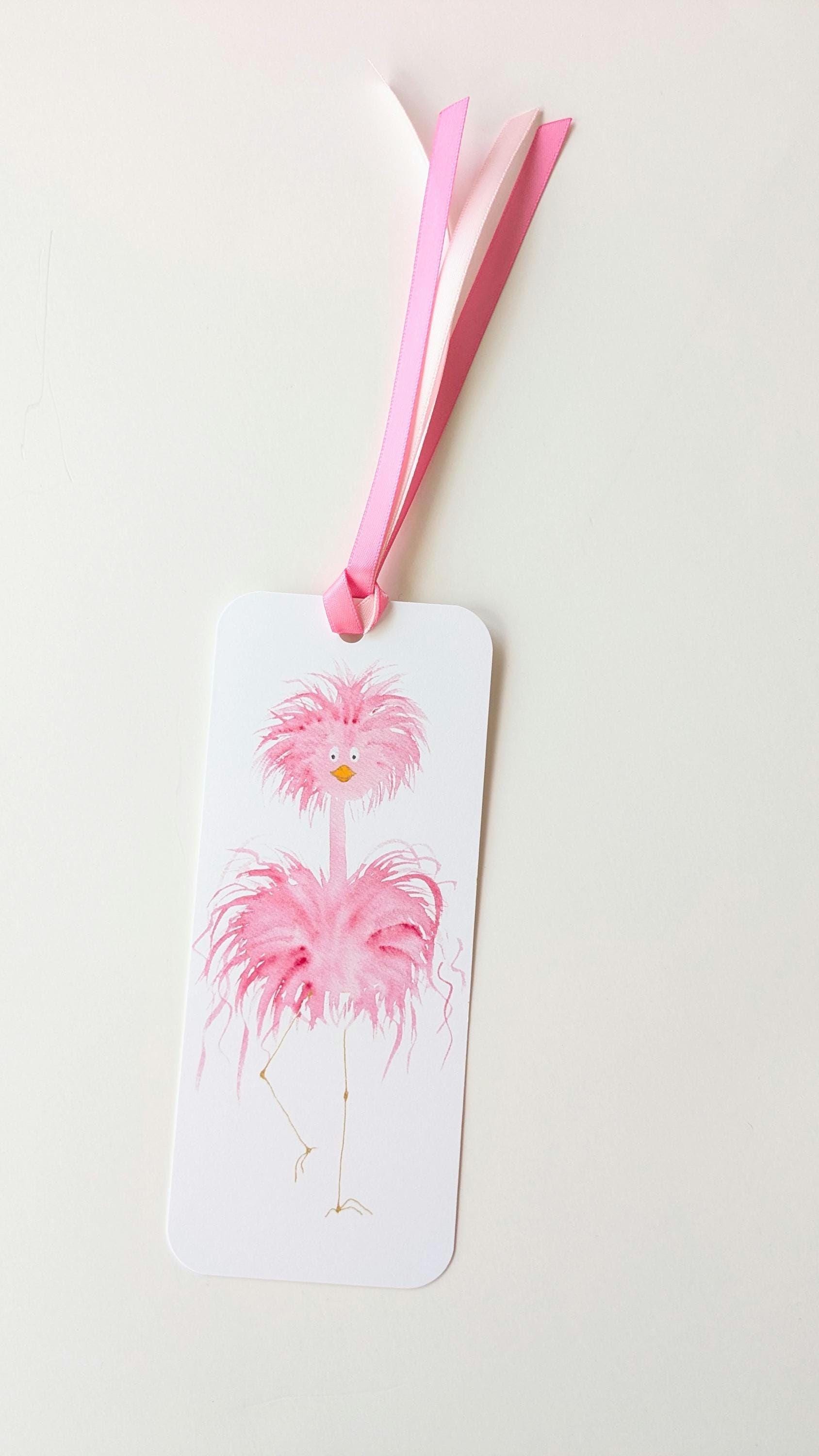 Flamingo Bookmark: Watercolor Painting, Pink Ribbon Accent, Book Lover ...