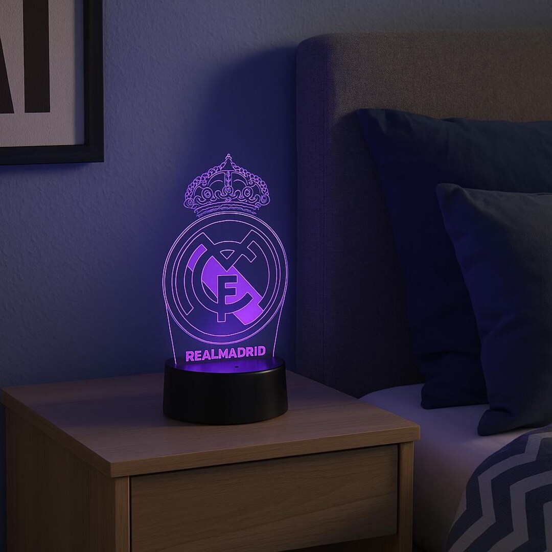 Real Madrid LED Lamp – 3D Football Night Light Gift | Soccer Fan Decor ...