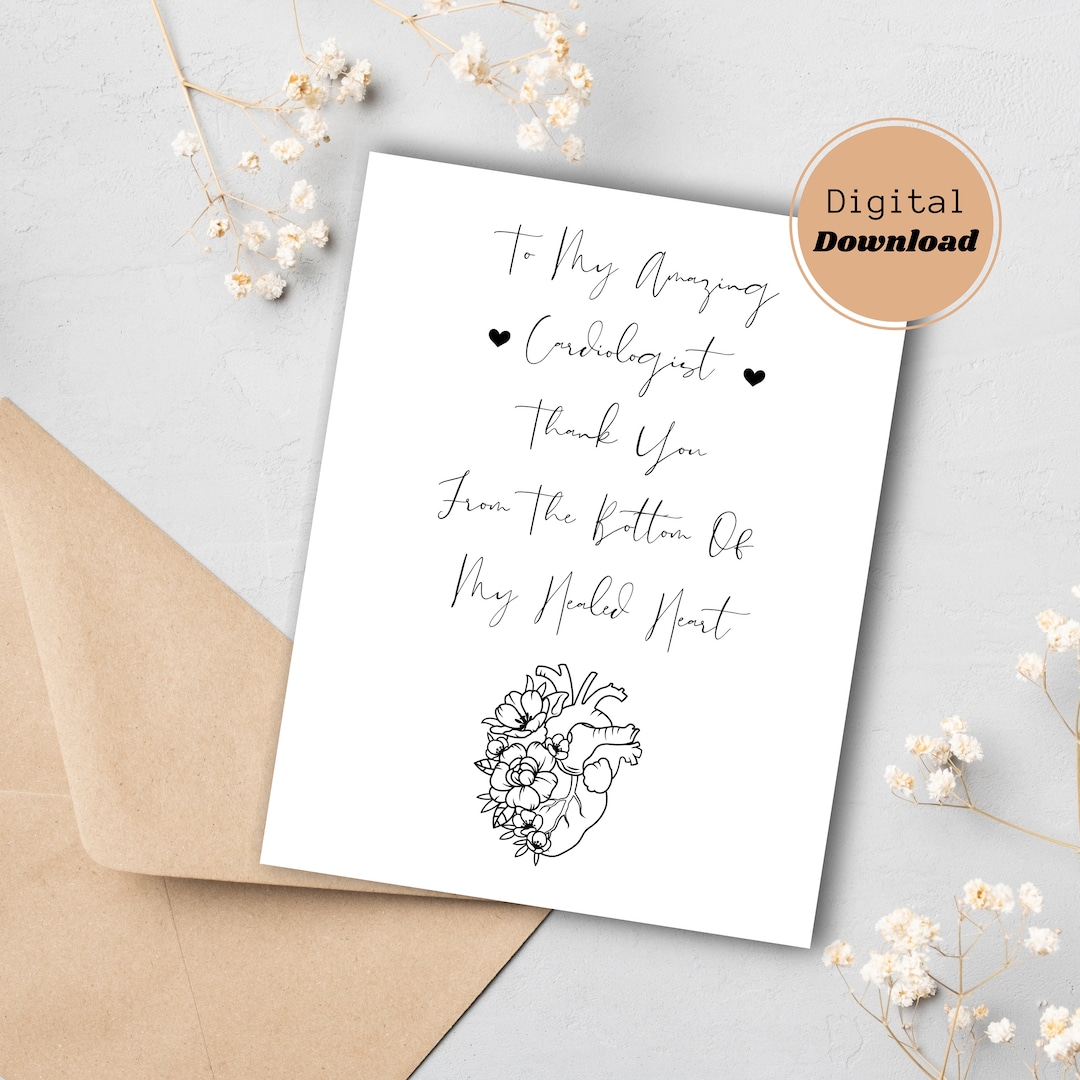 Thank You Card Cardiologist Appreciation Card Doctor Thank You to ...