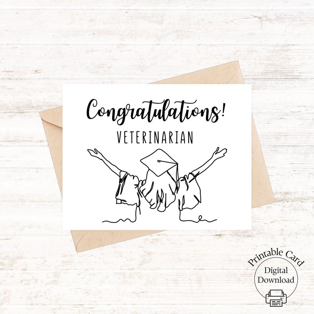 Congratulations Veterinarian Card, Veterinarian Graduation Gift, Card ...