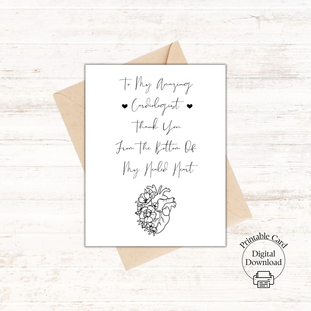 Thank You Card Cardiologist Appreciation Card Doctor Thank You to ...