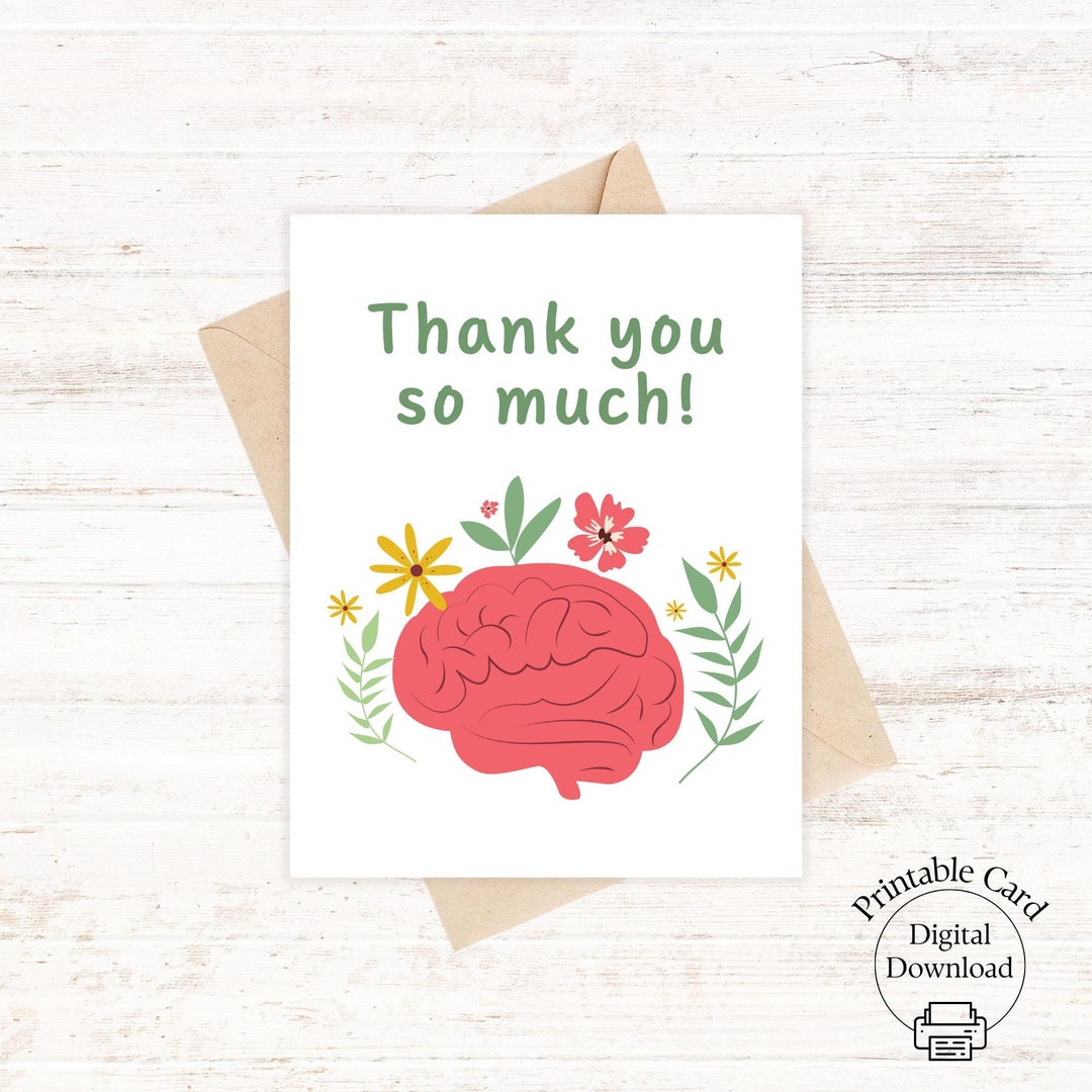 Brain Thank You Card for a Doctor or Psychologist, Gift to Hospital ...