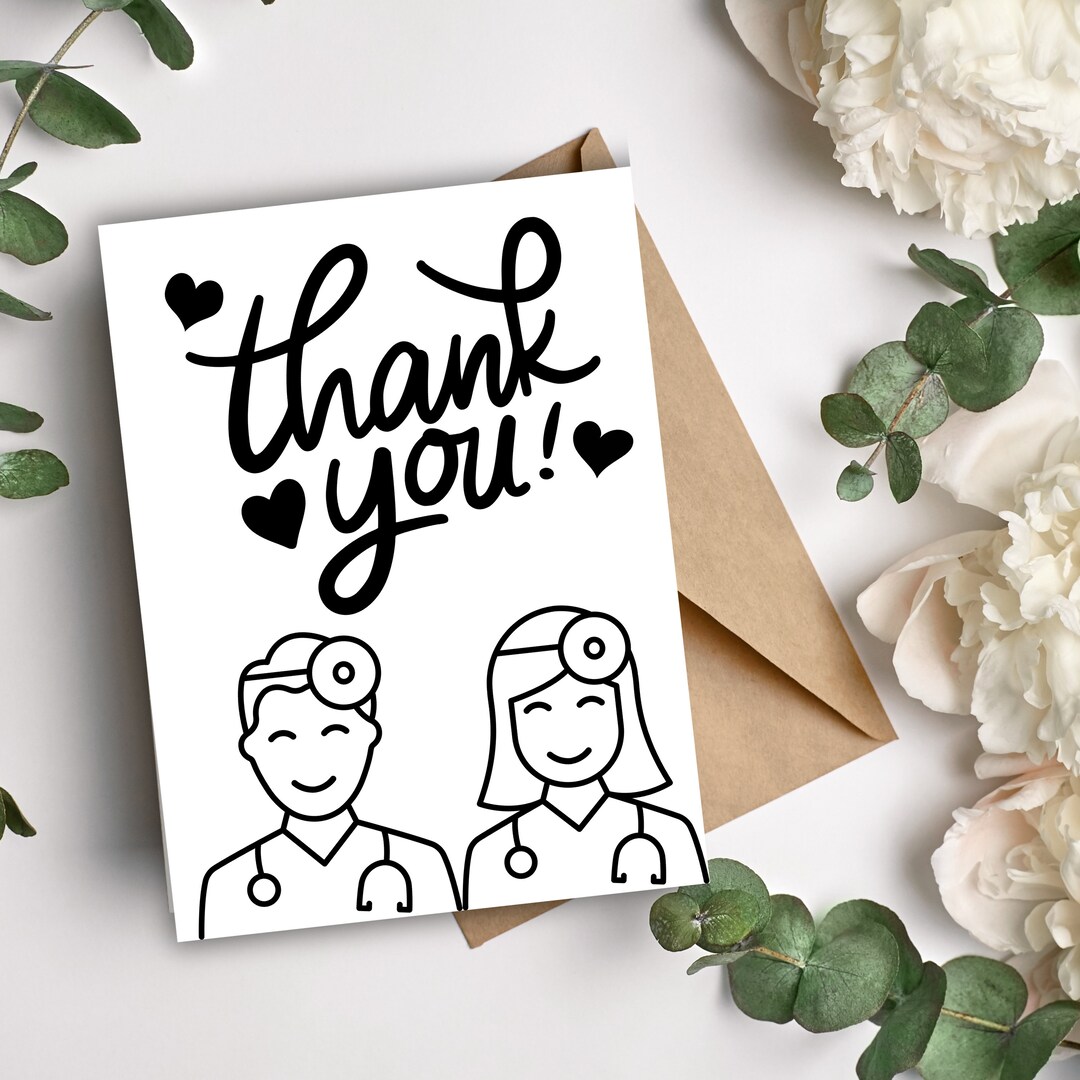 Cute Thank You Card for Hospital Team, Card for Doctors and Nurses ...