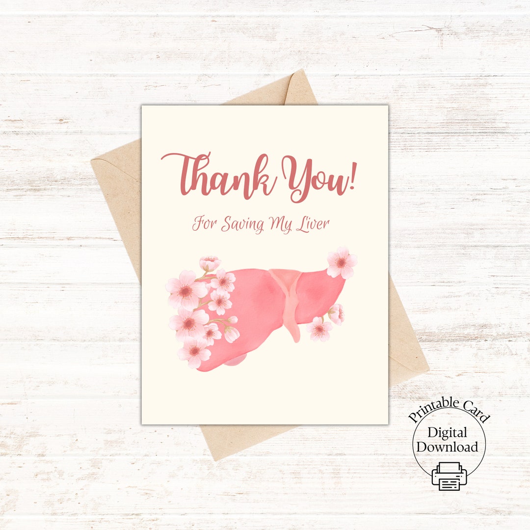 Liver Thank You Card, Card for Gastroenterologist, Gift Hospital, Card ...