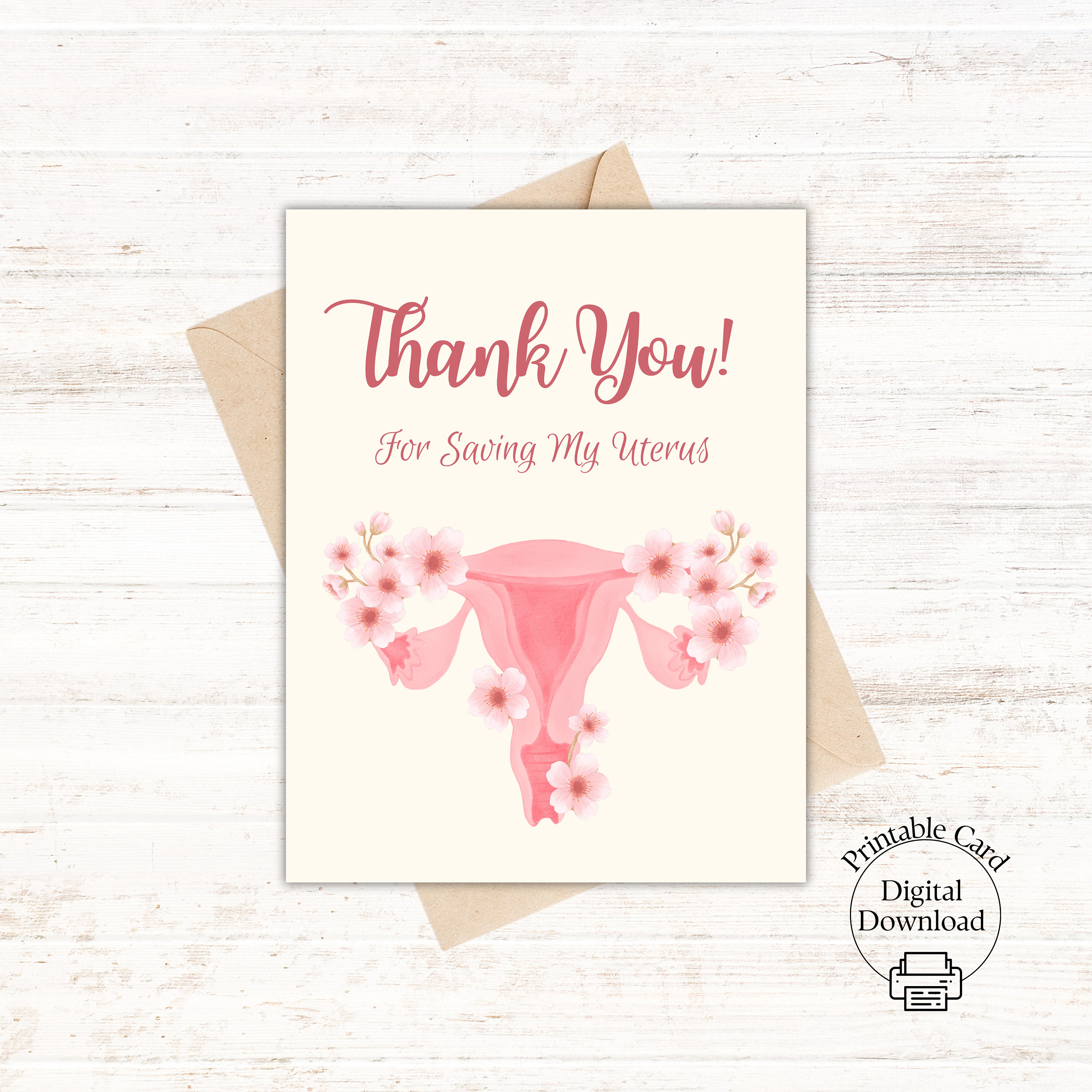 Gynecologist Thank You Card, Card for Gynecology, Gift for Women Doctor ...