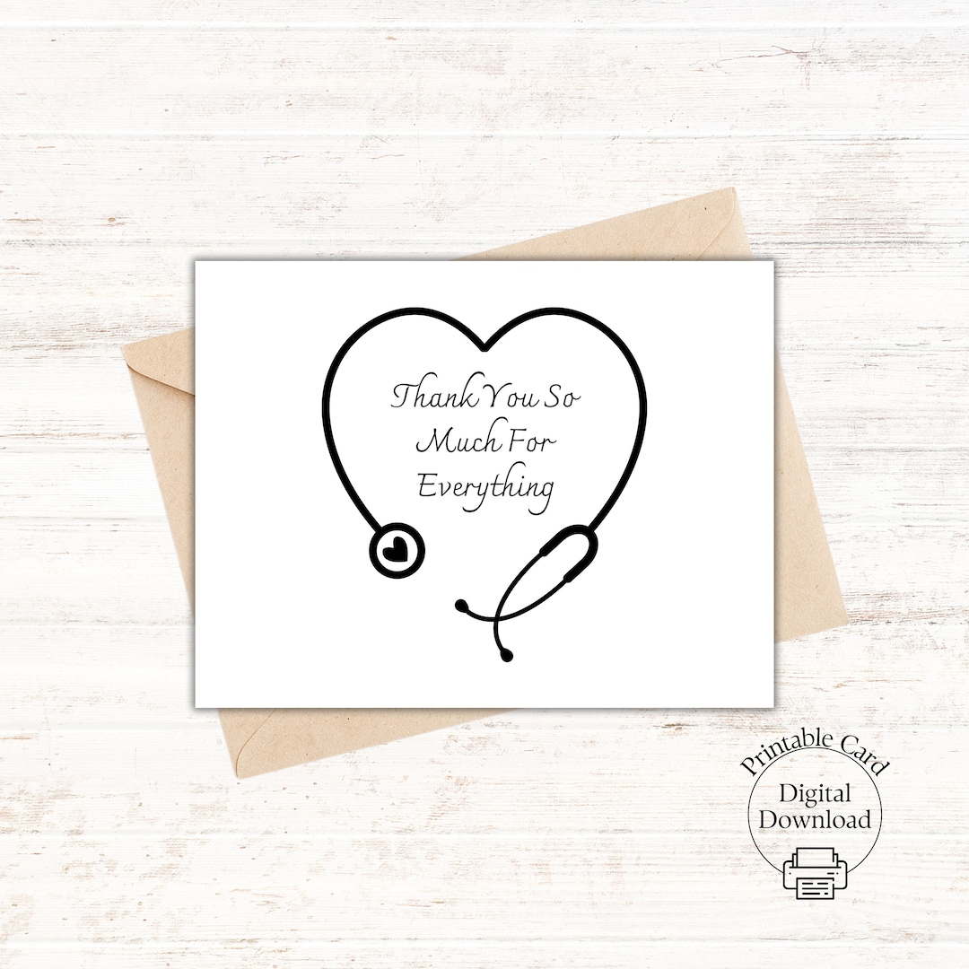 Thank You Doctors and Nursing Team Card, Thank You Card for Clinic and ...