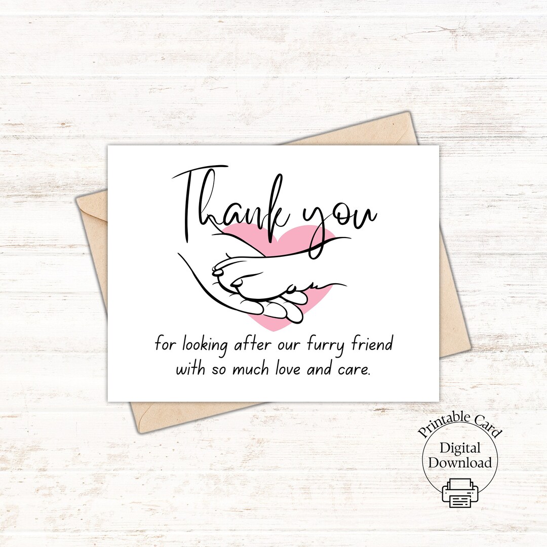 Thank You to the Vet Card, Dog Care Card, Vet Assistant Thank You Card ...