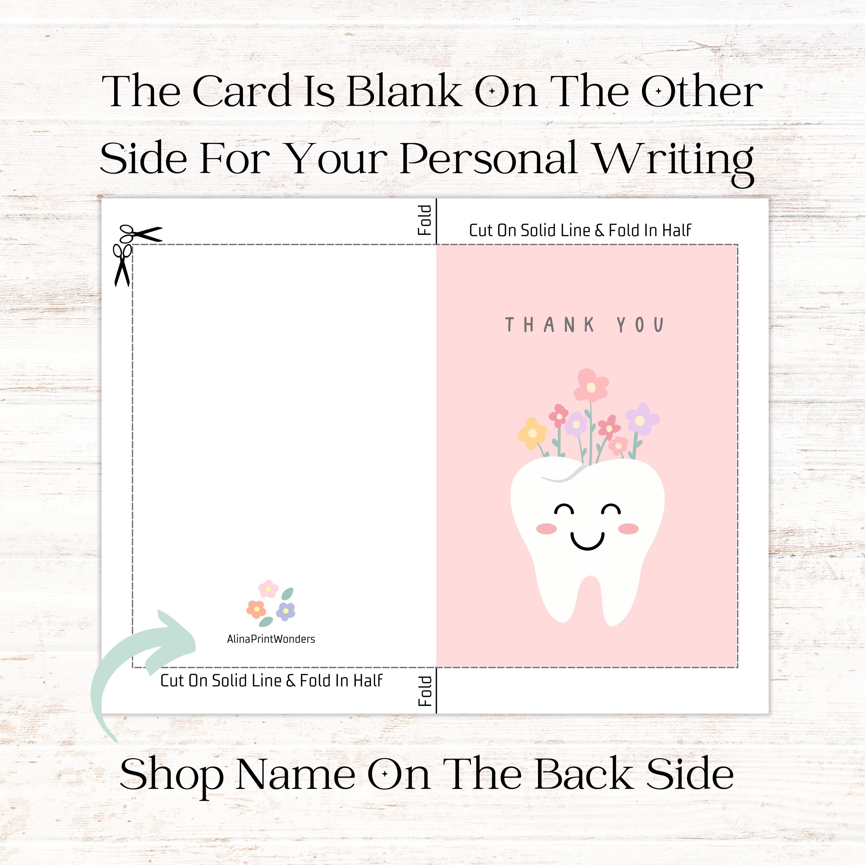 Thank You Card for Dentist, Thank You Card Dental Assistant, Dentist ...