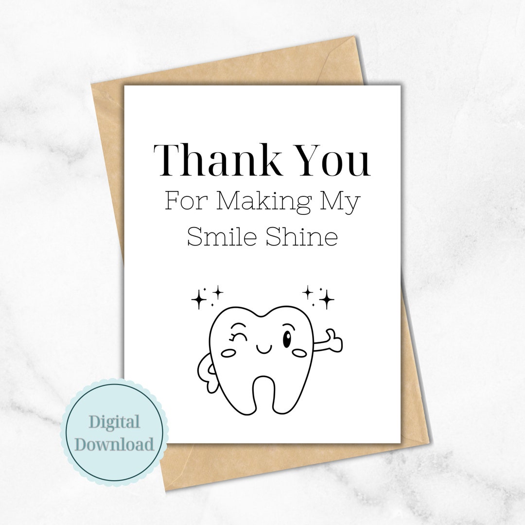 Thank You Card to Dentist, Dental Assistant and Staff, Printable Card ...