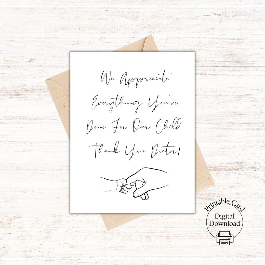 Gift Card for Pediatrician, Thank You Pediatrician Card Gift, Thank You ...