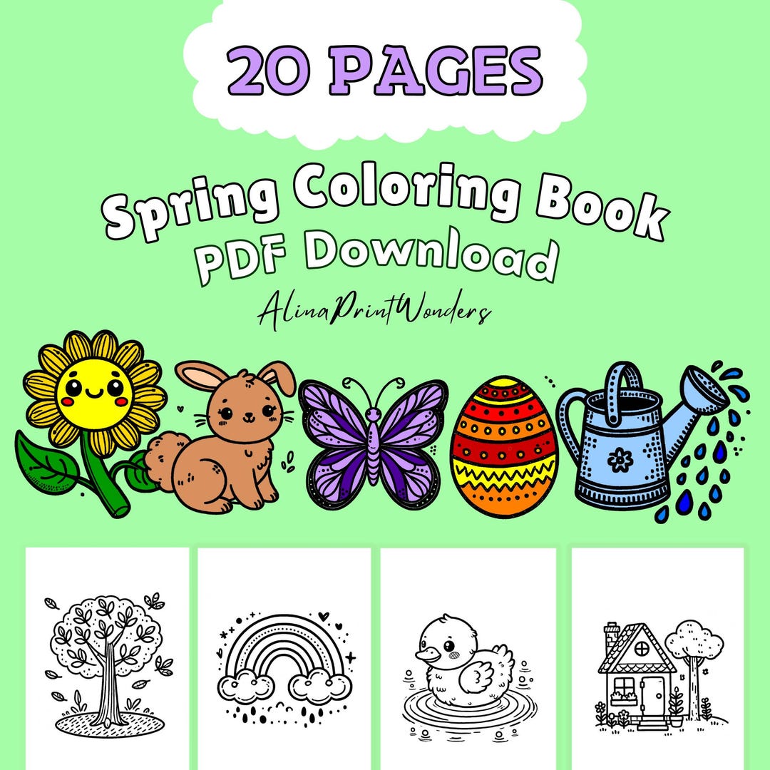 20 Pages of Spring Coloring Pages PDF, Digital Animal Coloring Pages ...