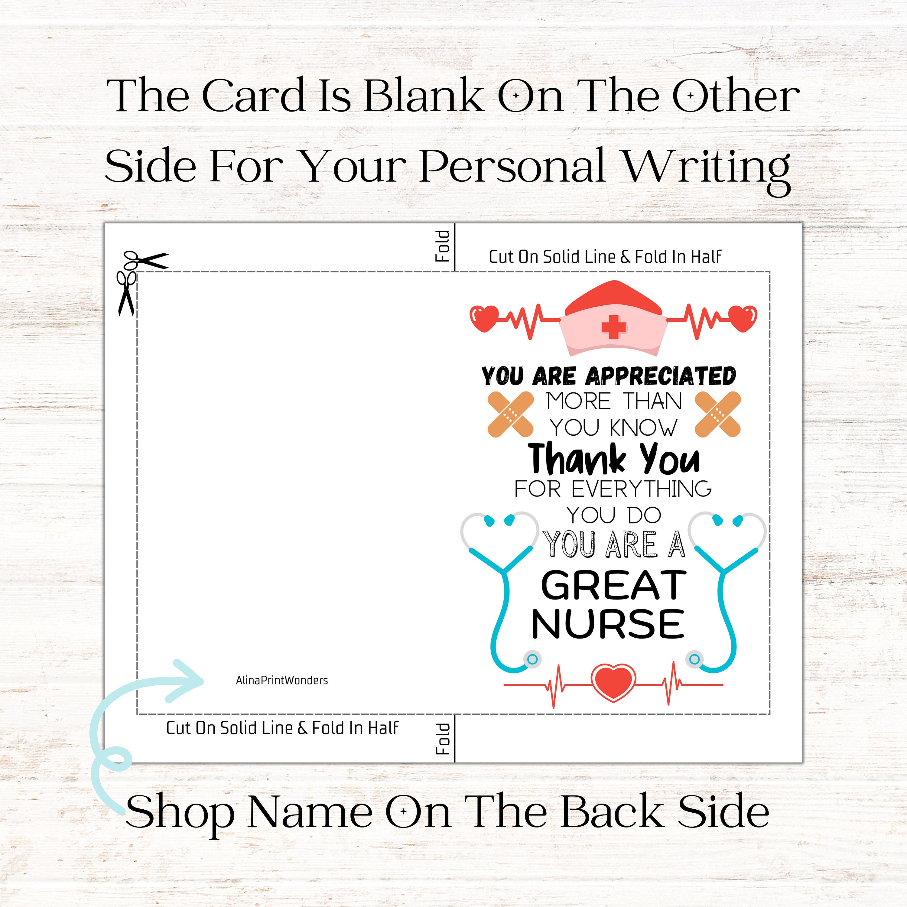 Printable Card Thank You Nurse, Thank You Nurses Gift, Thank You to ...