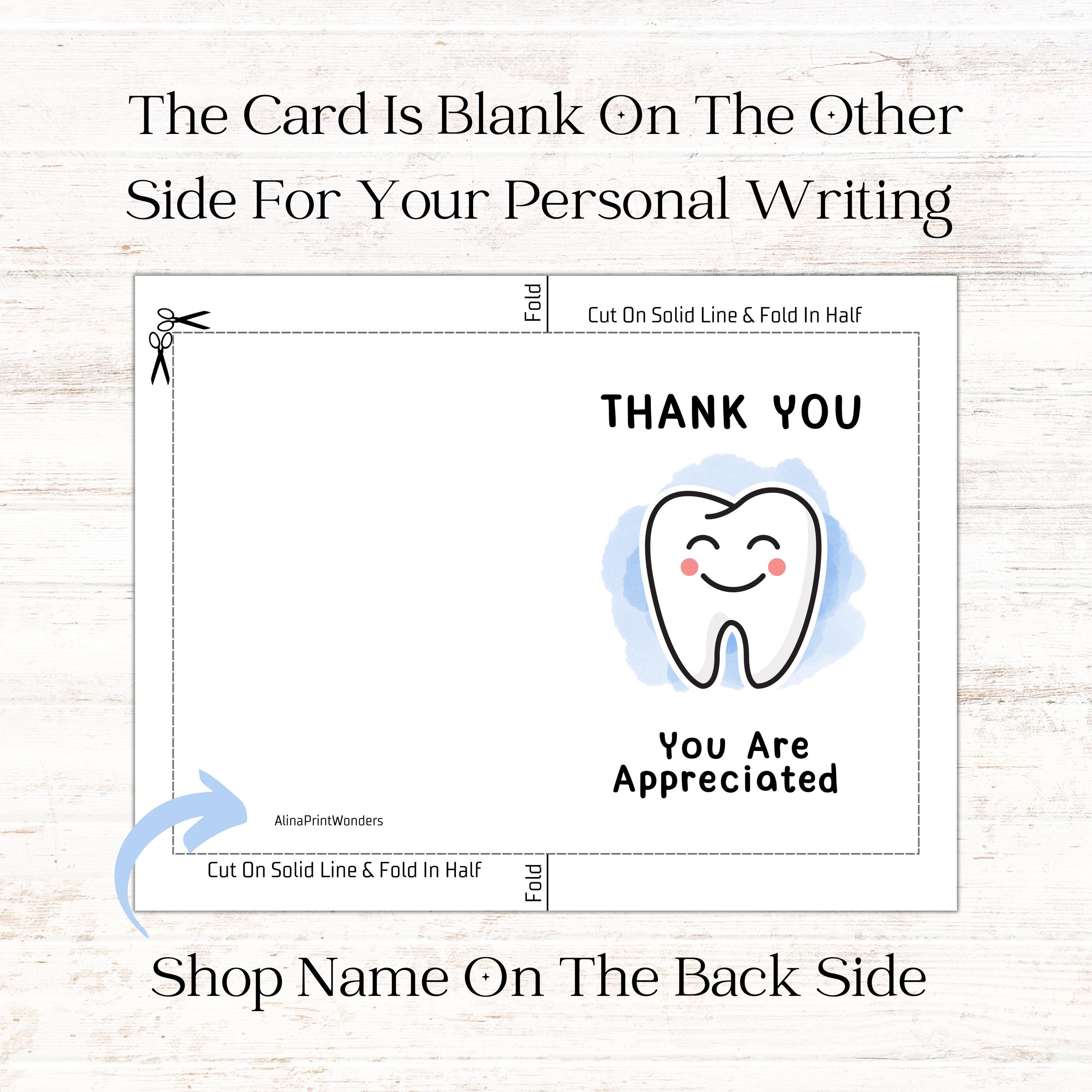 Thank You Card for Dentist and Dental Assistant - Dental Card ...