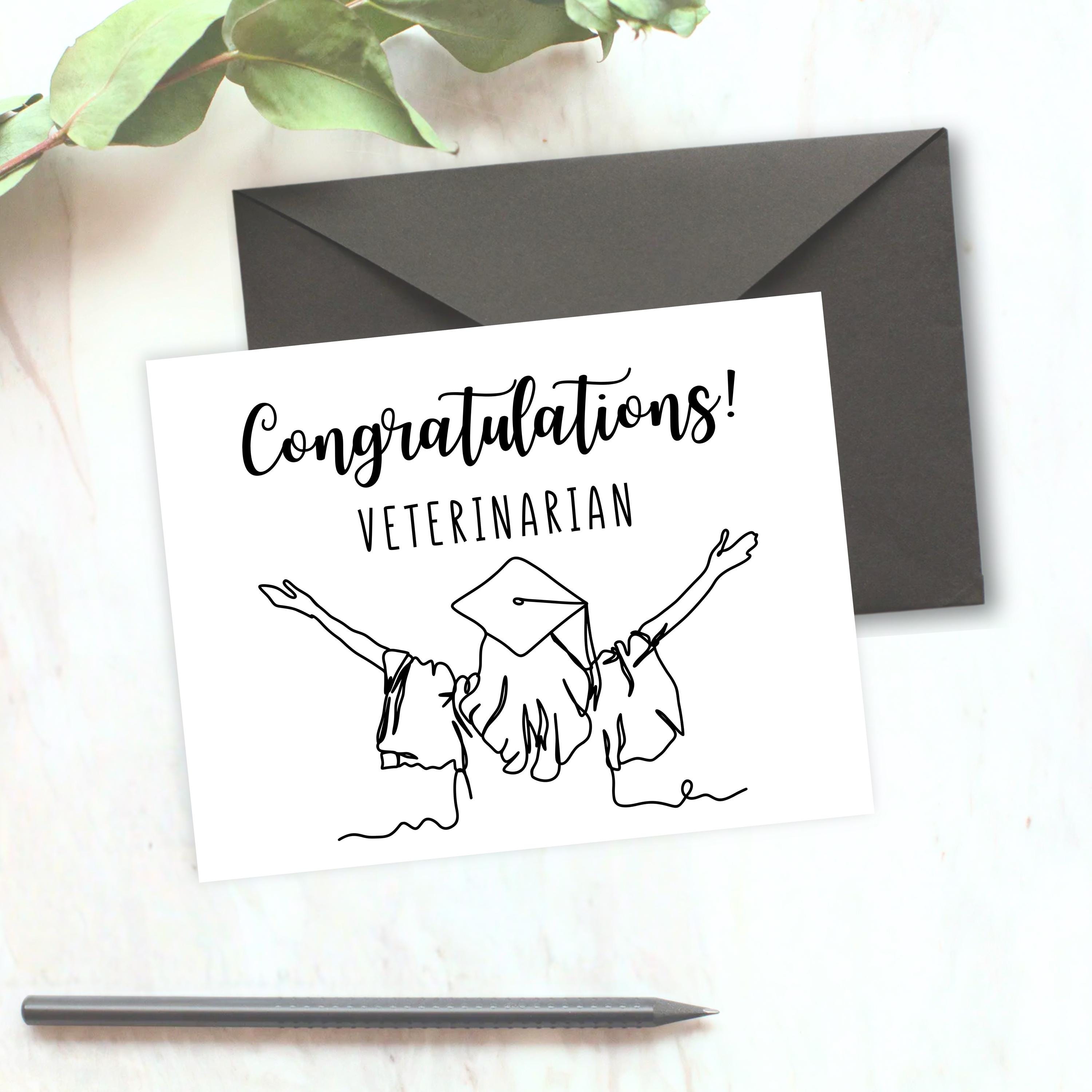 Congratulations Veterinarian Card, Veterinarian Graduation Gift, Card ...