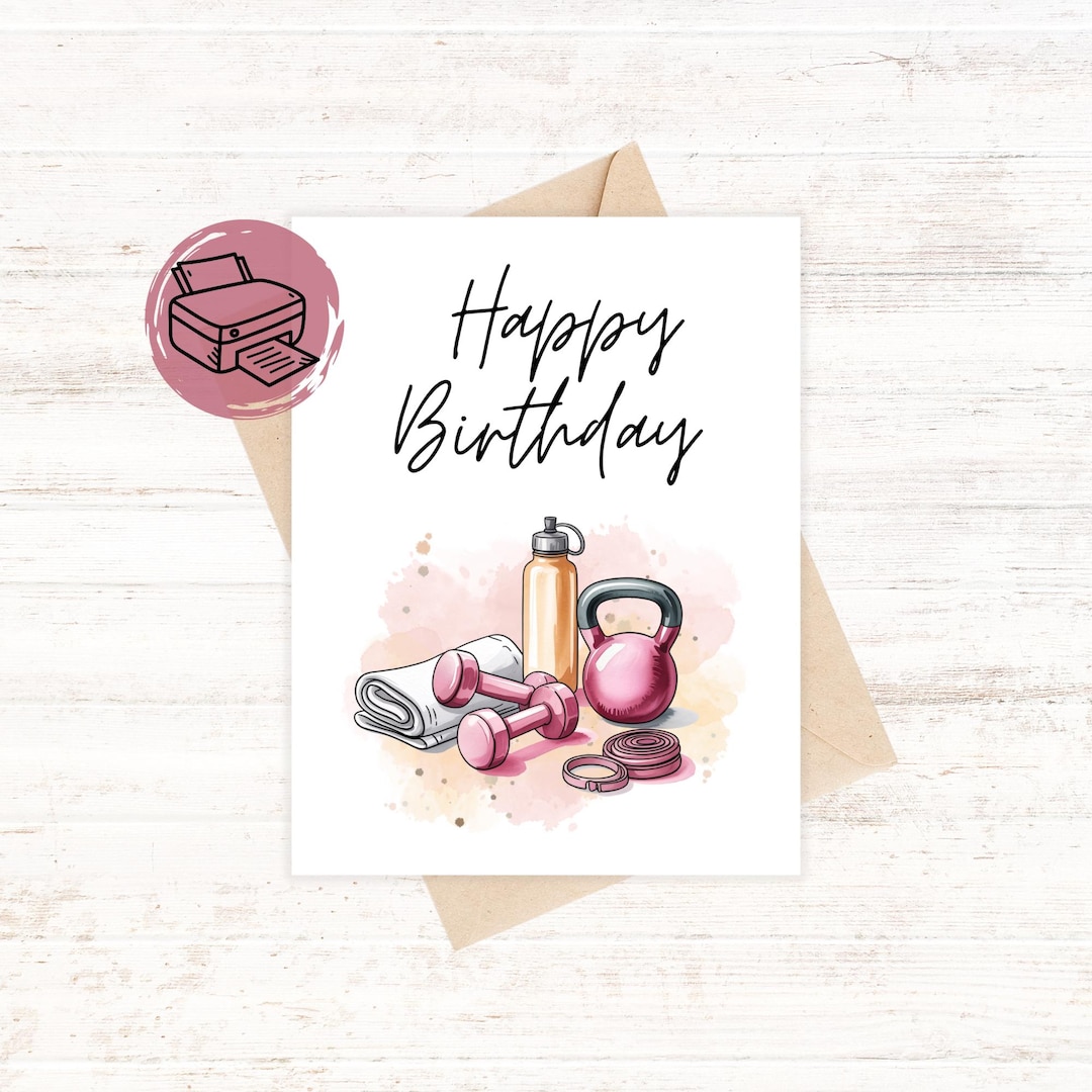Birthday Card for Gym Girls Birthday Fitness Card – Sporty Birthday ...