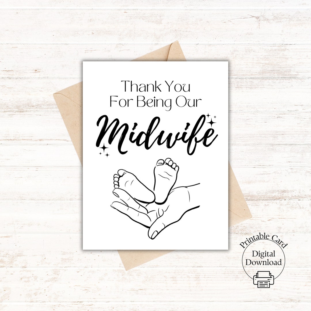 Midwife Thank You Card, Thank You Card for Midwife, Midwife Gift, Thank ...