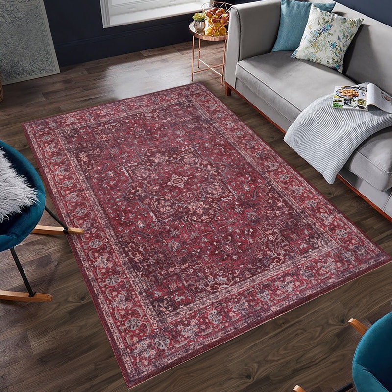 Pink Floral Rug - Etsy