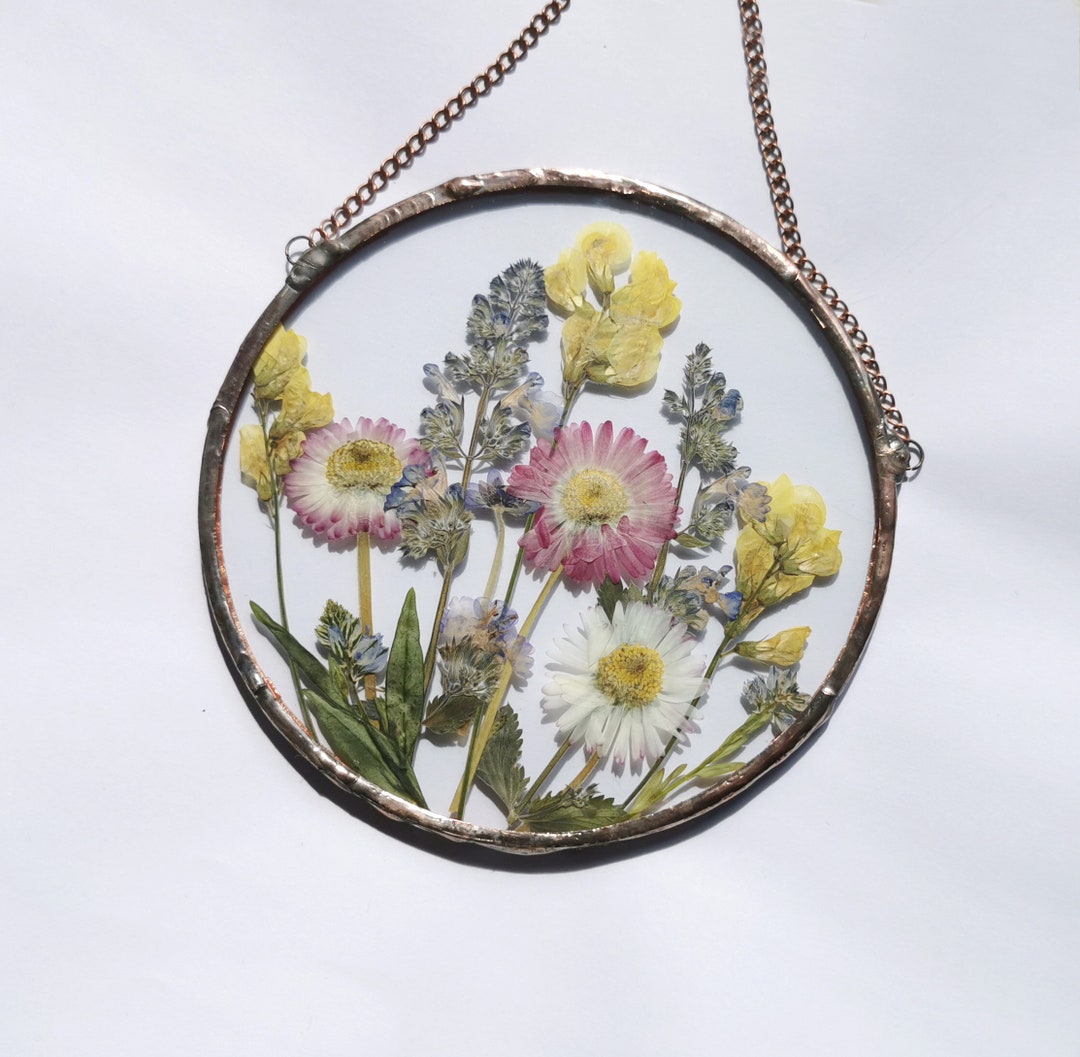 Hanging Glass Decor Pressed Flower Frame Home Decor Wall Art Stain ...