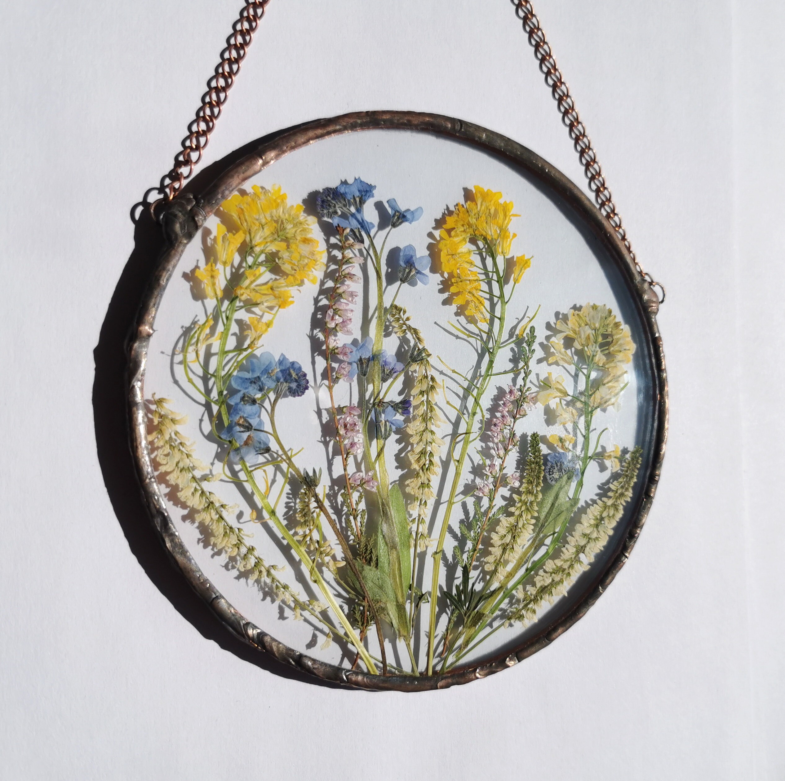 Stain Glass Window Flower Wall Decor Botanical Home Decor Pressed ...