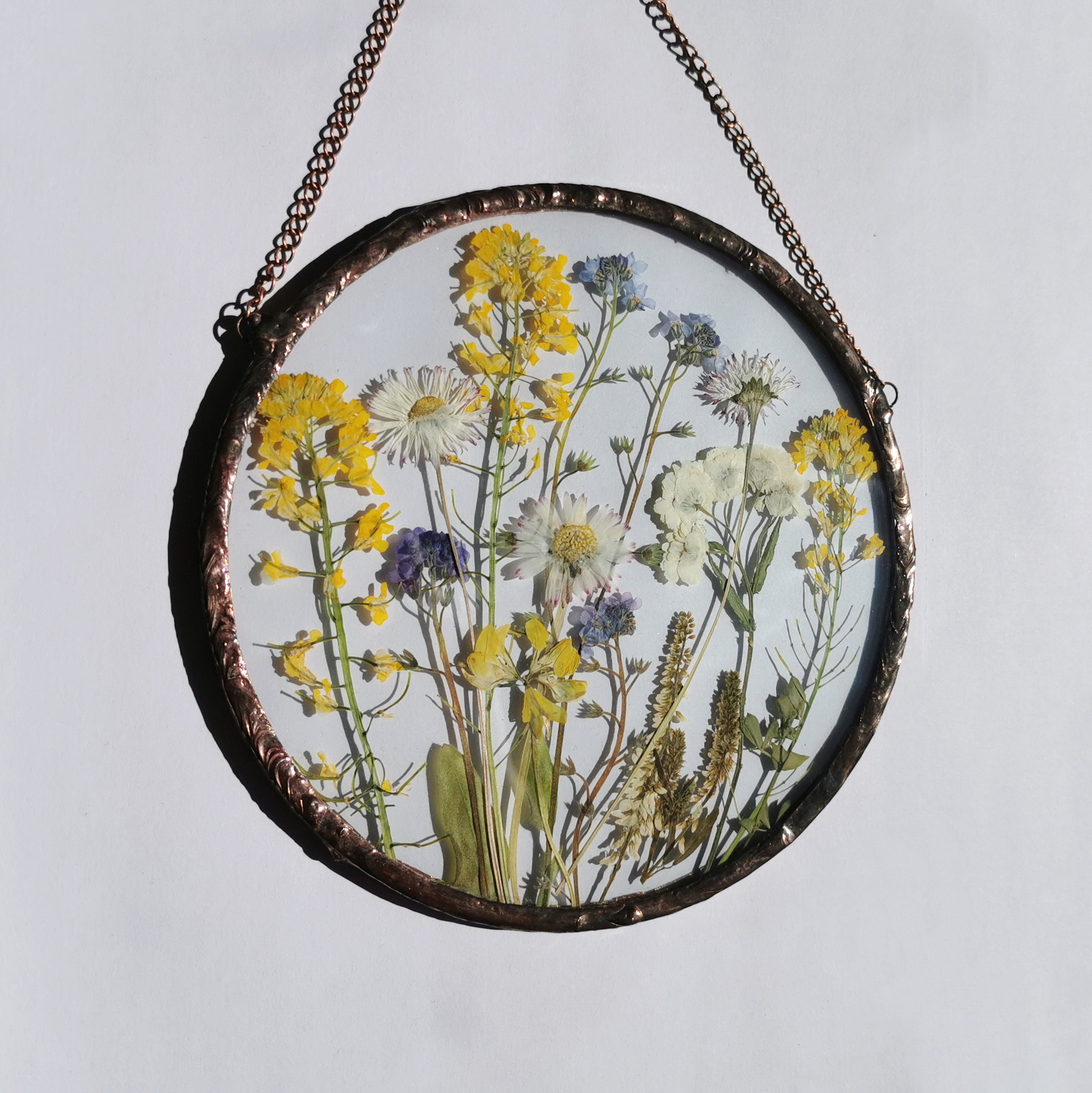 Pressed Flower Frame Botanical Stain Glass Dry Flower Suncatcher Stain ...