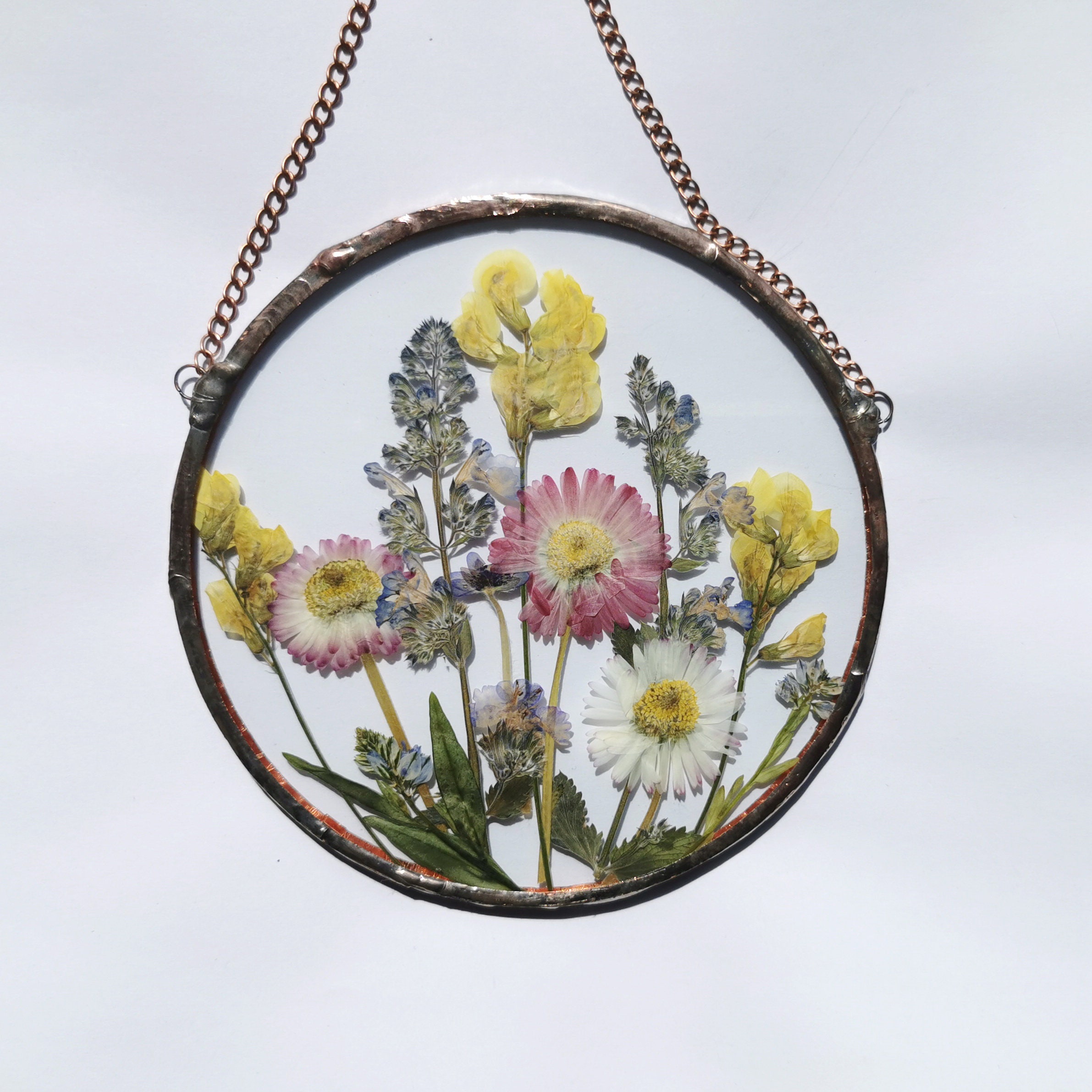 Hanging Glass Decor Pressed Flower Frame Home Decor Wall Art Stain ...
