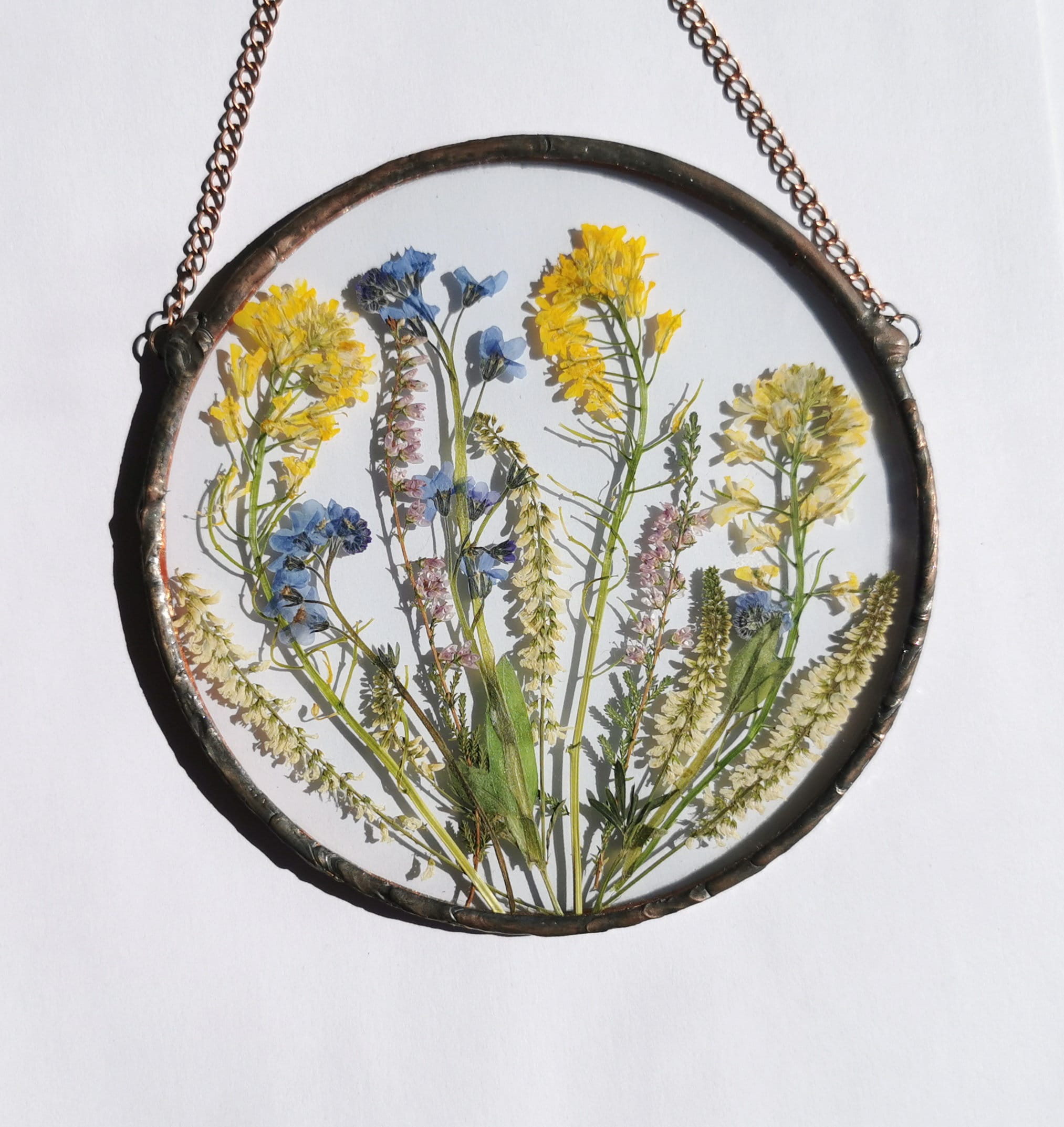 Stain Glass Window Flower Wall Decor Botanical Home Decor Pressed ...