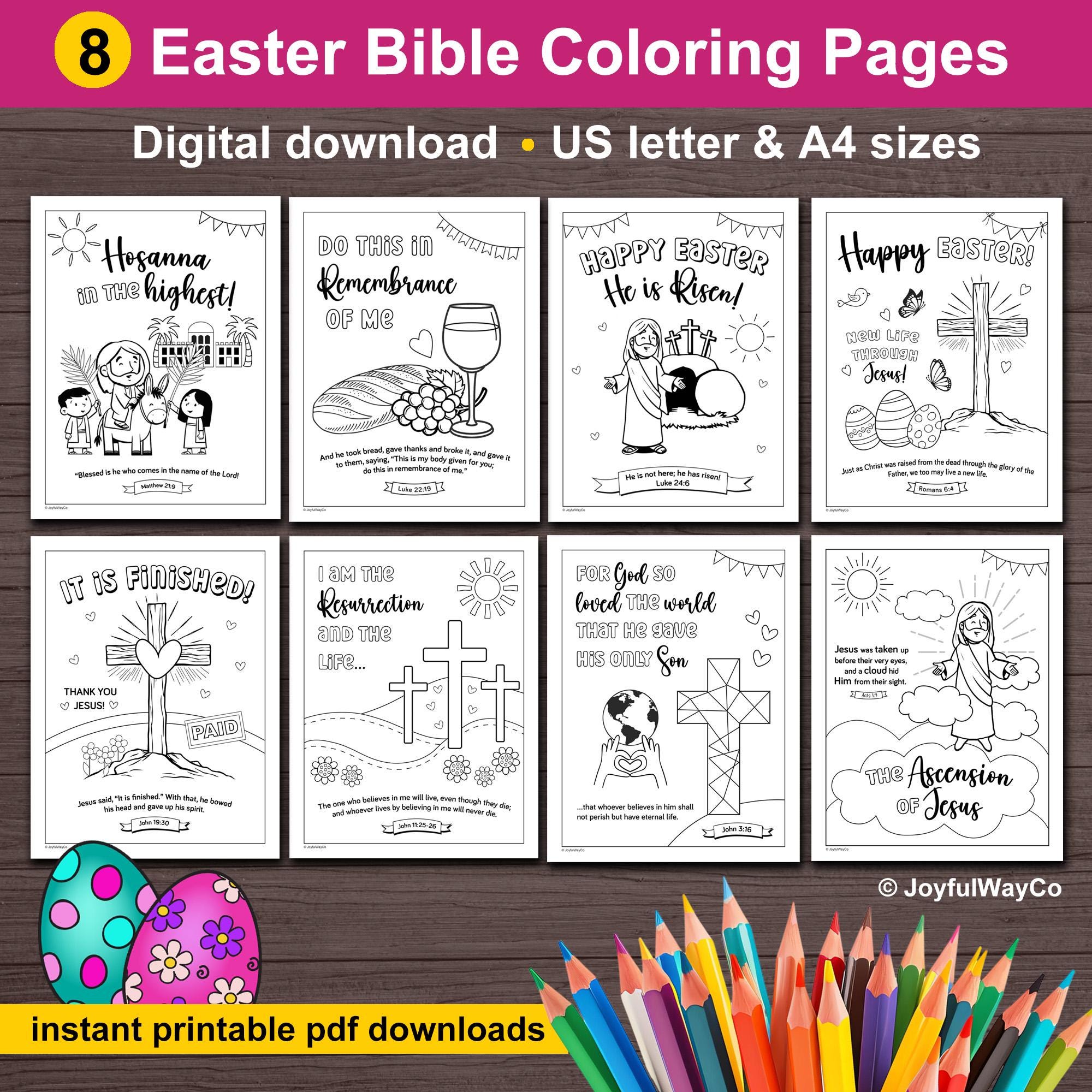 Easter Bible Verse Coloring Pages for Kids: Sunday School Activity (PDF ...