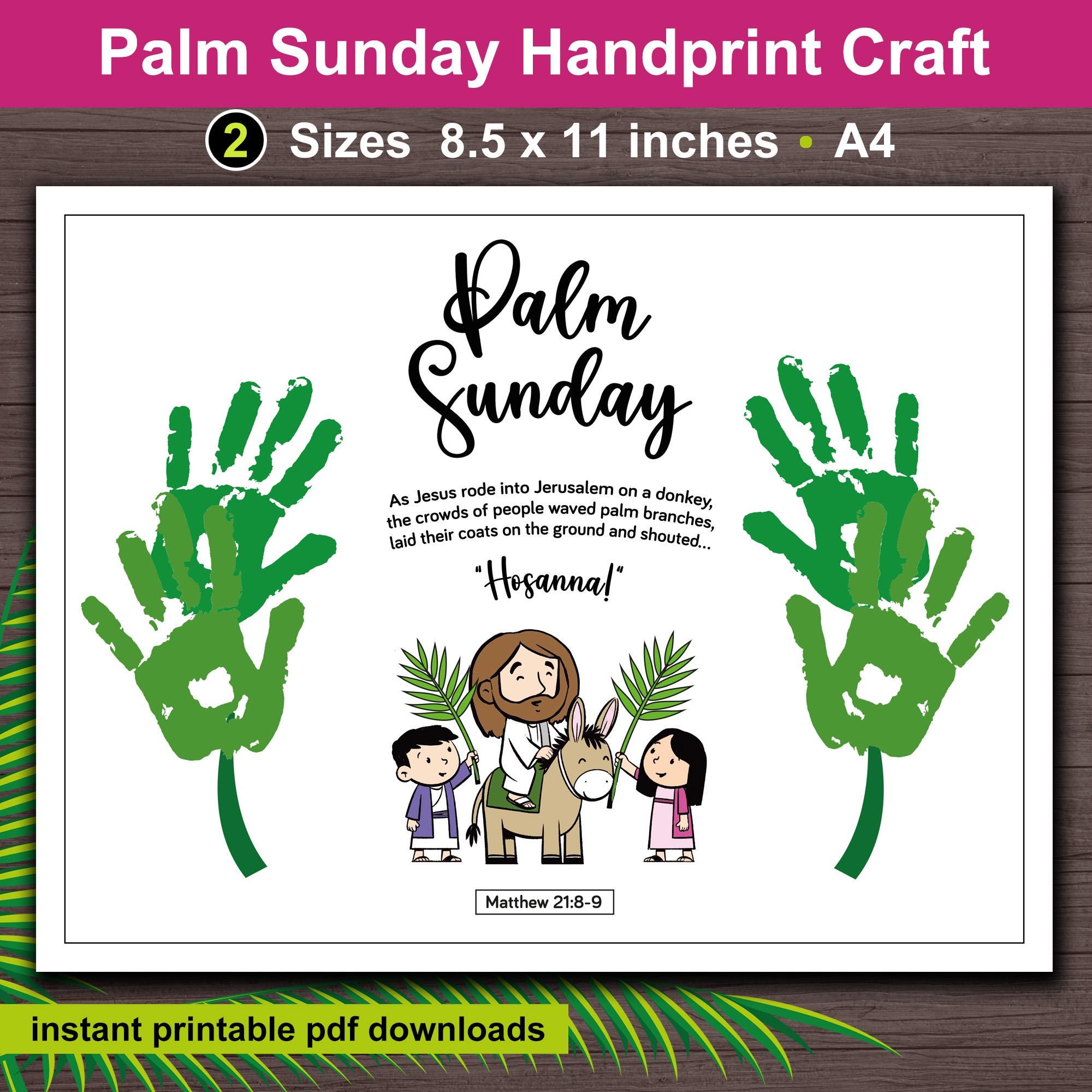 Palm Sunday Hand Print Bible Craft for Kids. Palm Sunday Bible Activity ...