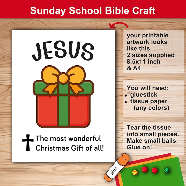 Christmas Bible Craft for Sunday School. Tissue Paper Christian ...