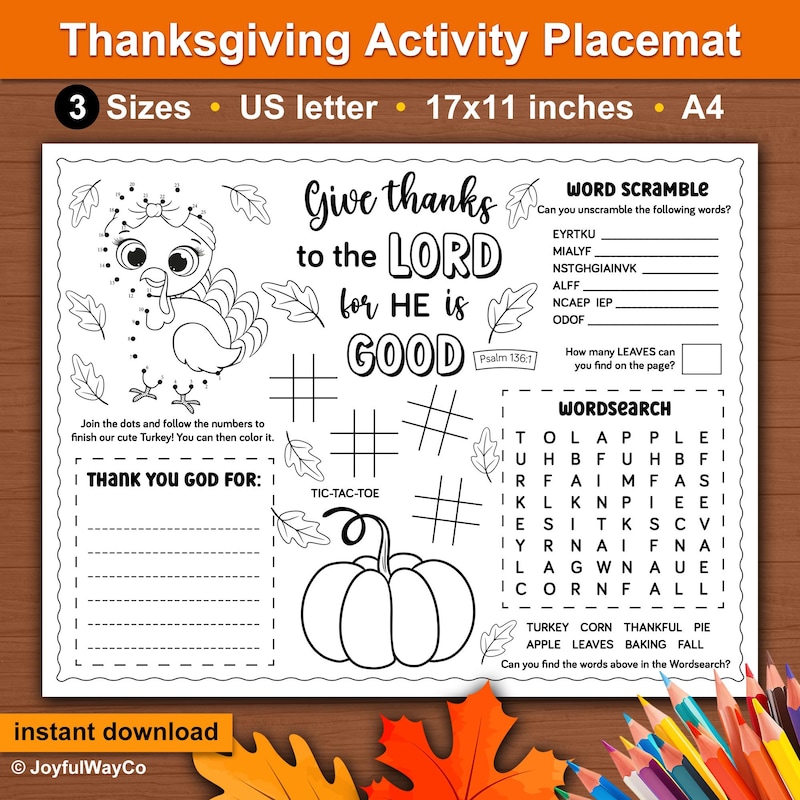 Thanksgiving Placemat - Etsy