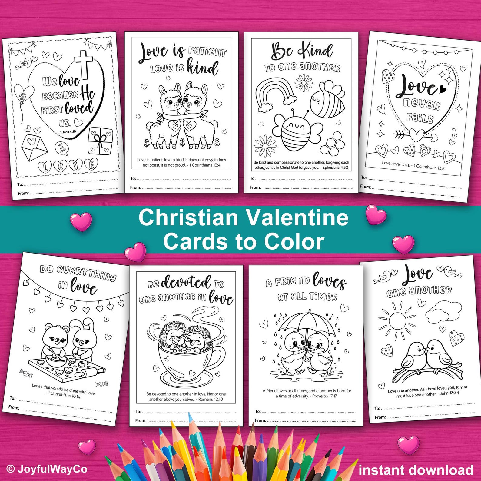 Valentine's Cards for Kids. Christian Valentine Cards With Bible Verses ...