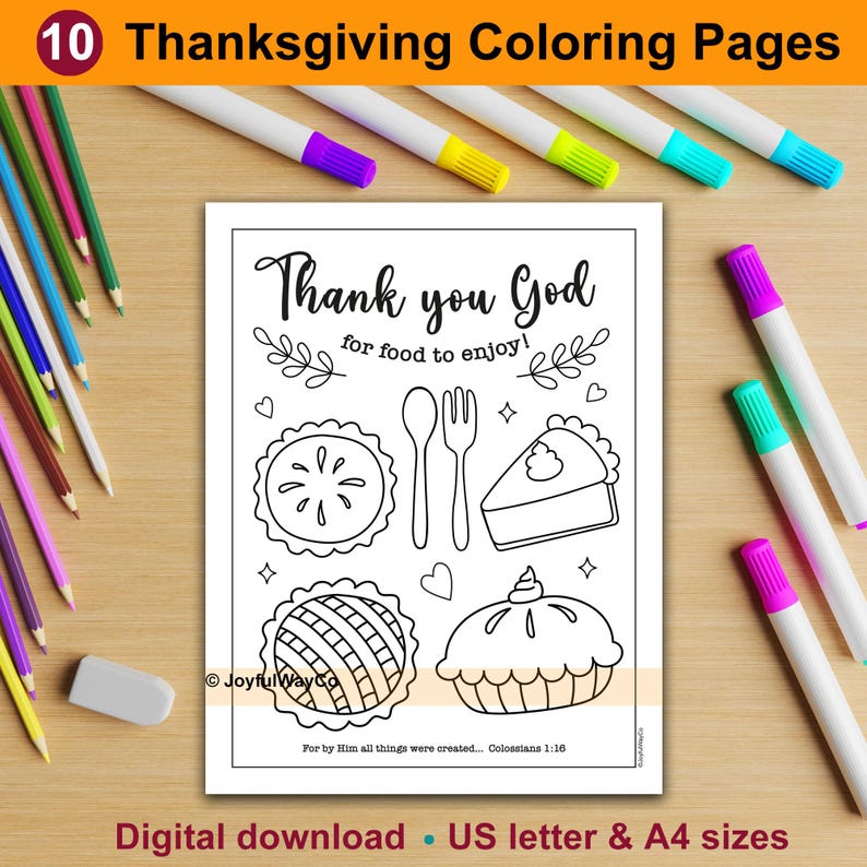 Thanksgiving Christian Coloring Pages Bundle for Kids. Bible Verse ...