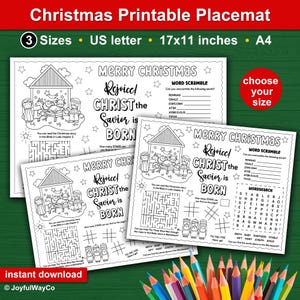 Christmas Activity Placemat for Kids, Merry Christmas Printable ...