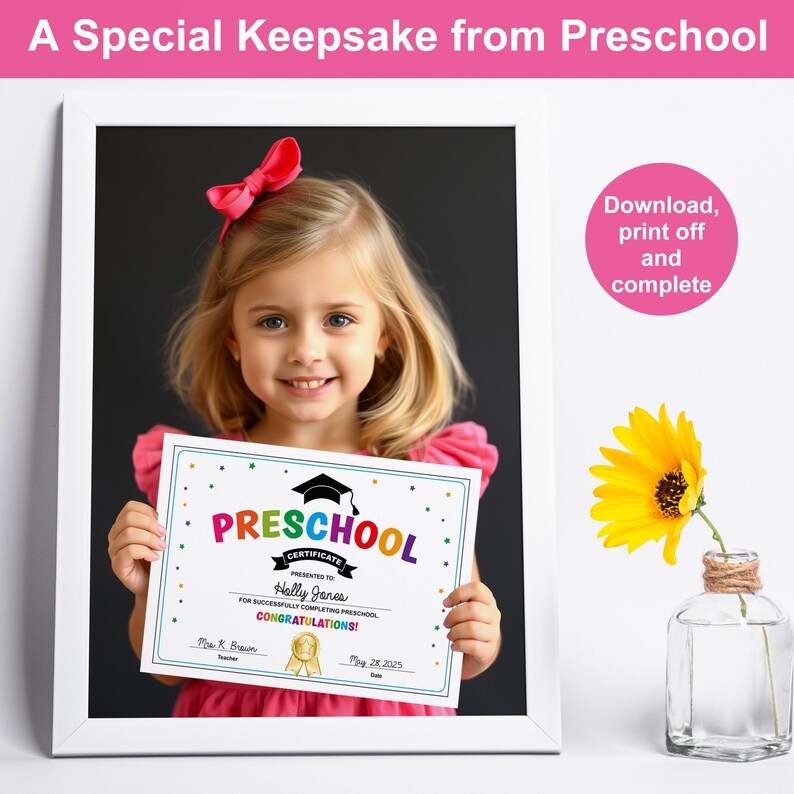Printable Preschool Graduation Certificate Diploma. End of Pre-k ...