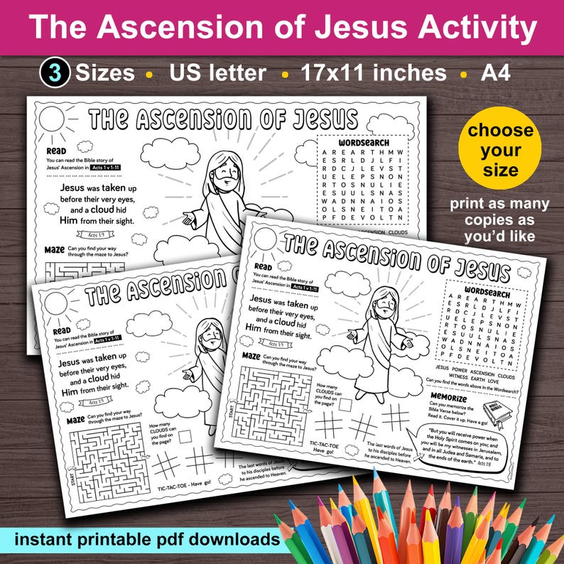 Ascension of Jesus Activity: Bible Coloring Page, Sunday School (PDF ...
