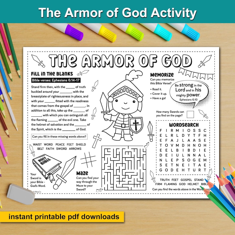 Bible Activity Sheets Bundle. 6 Christian Bible Activity Placemats for ...