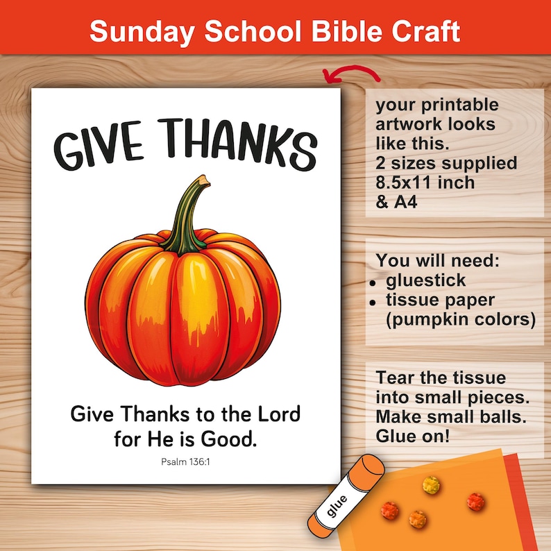 Thanksgiving Bible Craft for Sunday School. Tissue Paper Craft ...