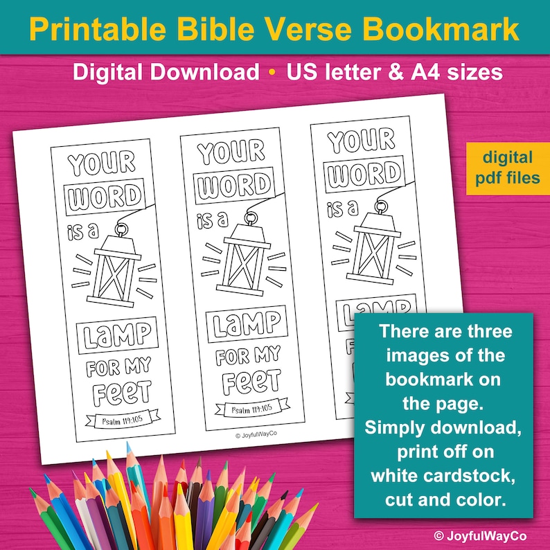 Printable Bible Verse Coloring Bookmark Craft | Your Word is a Lamp for ...