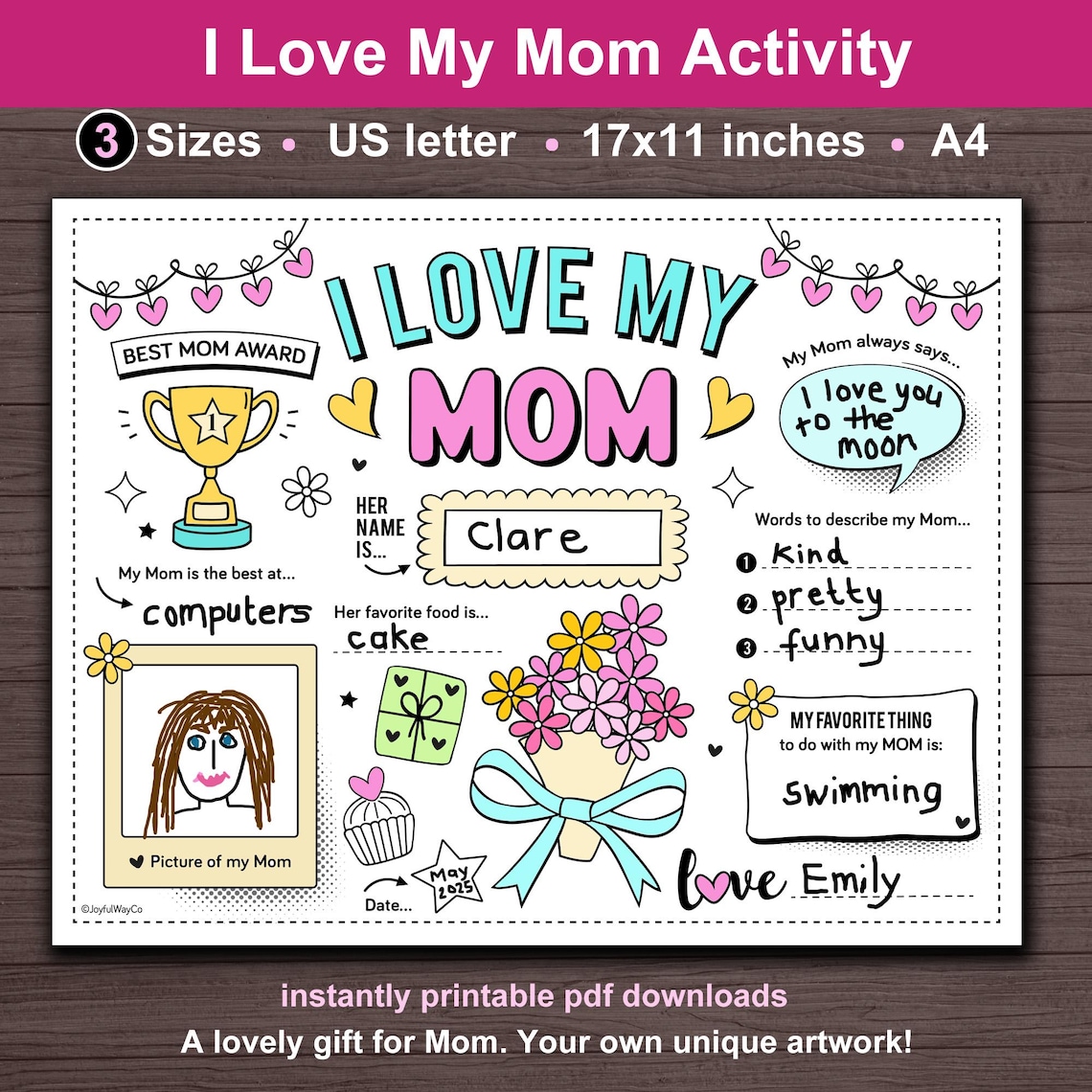 Mother's Day Activity Printable for Kids. I Love My Mom Coloring ...