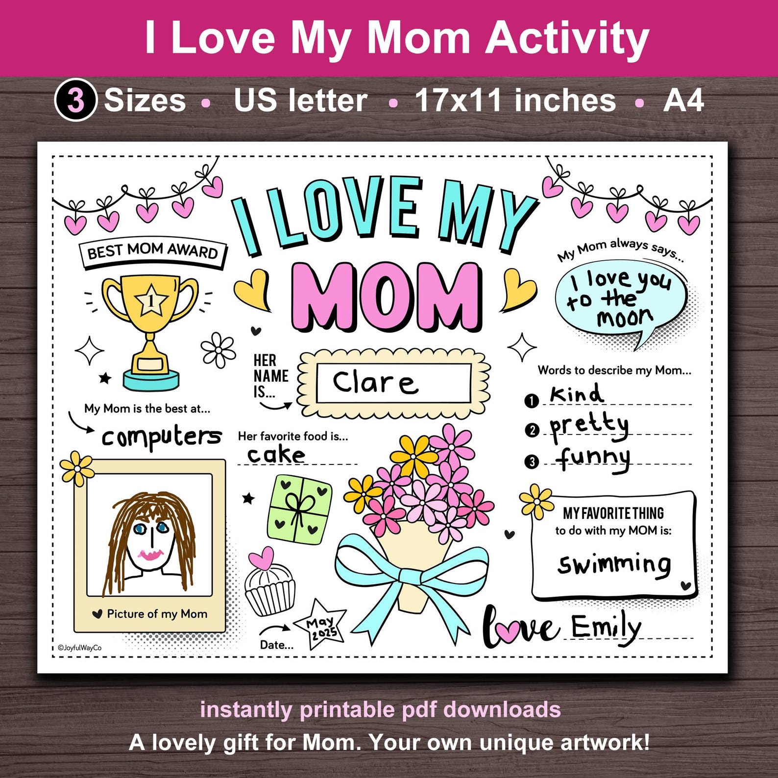 Mother's Day Activity Printable for Kids. I Love My Mom Coloring ...
